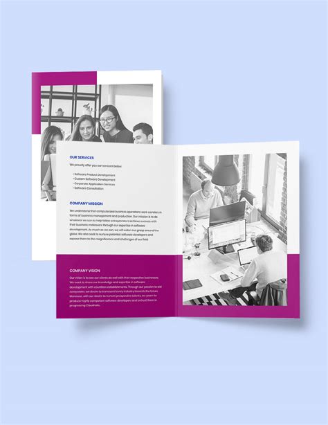 Bi Fold Software Development Brochure Template In Illustrator Indesign