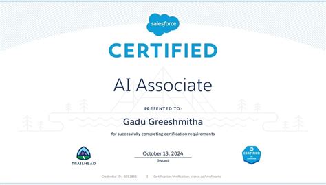 Salesforce Ai Aiassociate Salesforcecertified Achievementunlocked… Gadu Greeshmitha