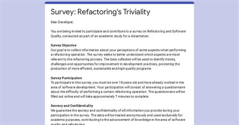 Adolfo Neto On Linkedin Survey Refactorings Triviality