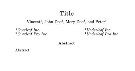 tables creating two column affiliation list in maketitle environment