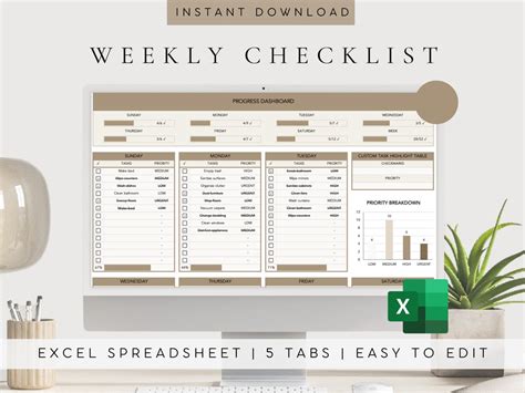 Excel Checklist Spreadsheet Template Excel To Do List Template Task List Planner Undated