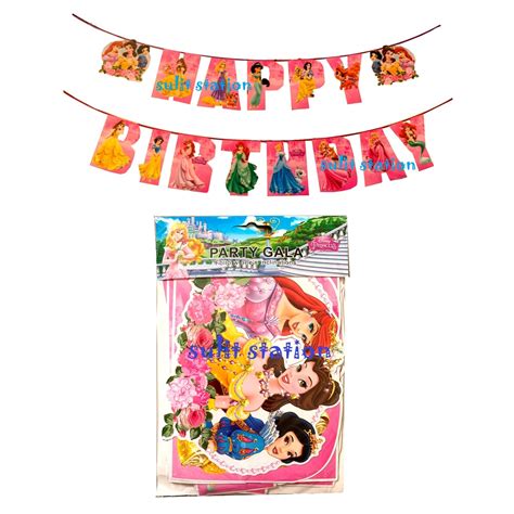 Disney Princess Party Letter Happy Birthday Banner Banderitas Flag Favors Needs Decorations