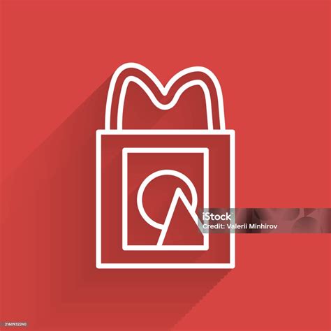 흰색 선 종이 쇼핑백 아이콘은 긴 그림자로 격리되어 있습니다 패키지 기호 벡터 가방에 대한 스톡 벡터 아트 및 기타 이미지