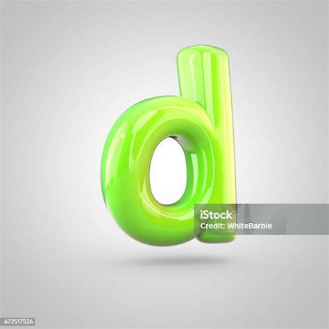 글로시 라임 페인트 흰색 배경에 고립 된 알파벳 D 소문자 0명에 대한 스톡 벡터 아트 및 기타 이미지 0명 3차원 형태