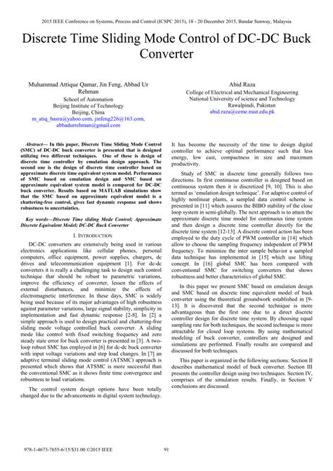 Pdf Discrete Time Sliding Mode Control Of Dc Dc Buck Converter