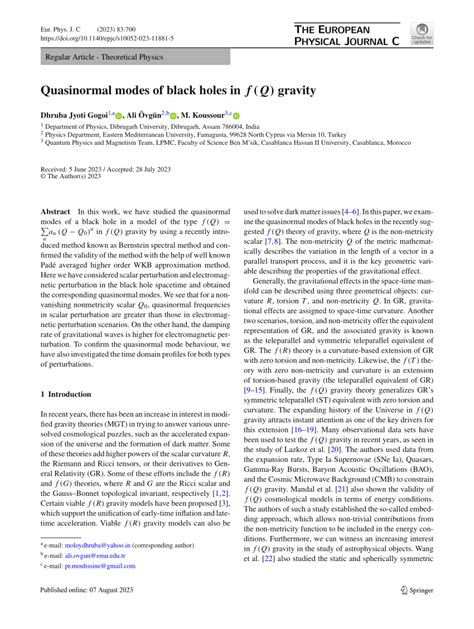 Pdf Quasinormal Modes Of Black Holes In F Q Gravity
