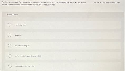 Solved The Comprehensive Environmental Response