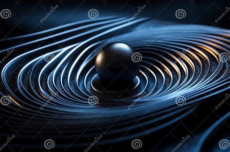 Abstract Metallic Sphere Resting On A Swirling Rippling Surface The Metallic Surface Creates A