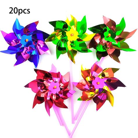 Osdhezcn 20pcs Diy Pinwheel Kits Colorful Windmills Girls Toy Crafts
