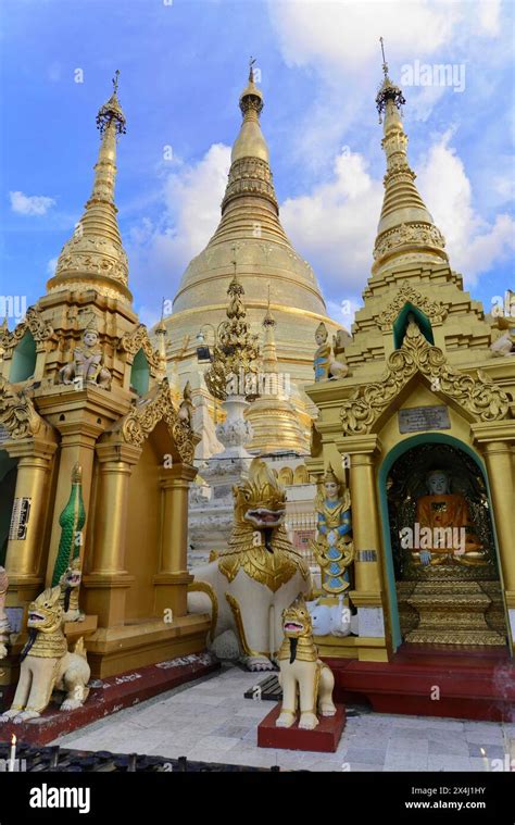 Shwedagon Pagoda Yangon Myanmar Asia View Of A Golden Pagoda
