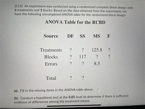 Solved C13 An Experiment Was Conducted Using A Randomized