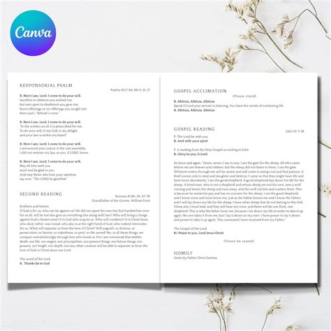 Catholic Wedding Mass Program Template Full Nuptial Booklet Digital