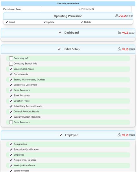 Role Access Control User Role Permissions Alzerp Knowledgebase