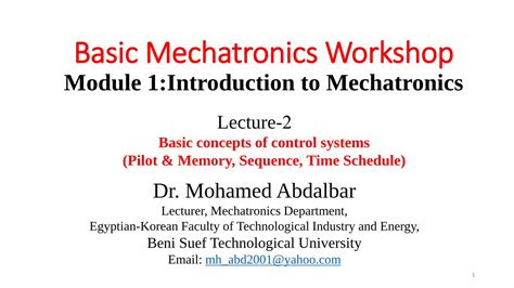 Pdf Module 1introduction To Mechatronics Btu · Basic Mechatronics