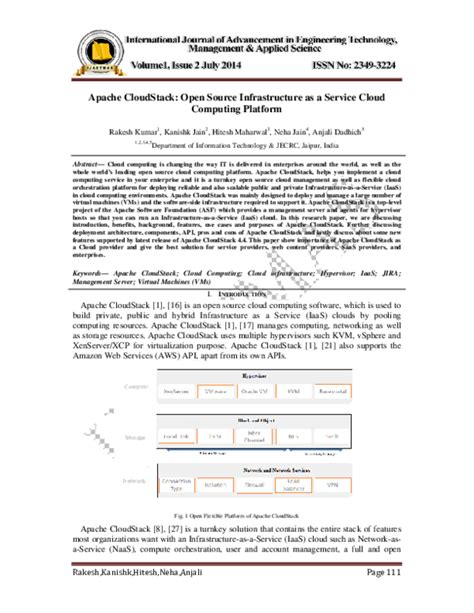 Pdf Apache Cloudstack Open Source Infrastructure As A Service Cloud