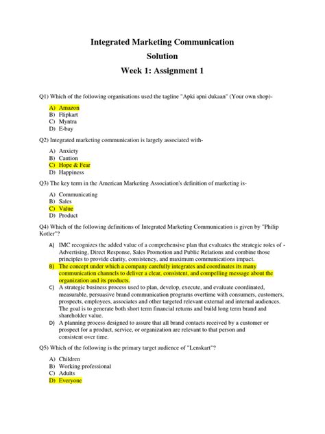 week 1 assignment 1 pdf marketing communications marketing