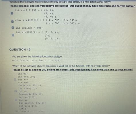 Solved Which Of The Following Statements Correctly Declare