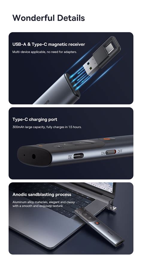 Baseus Spotlight Presentation Remote Wireless Laser Pointer Presentation Slides Ppt Remote
