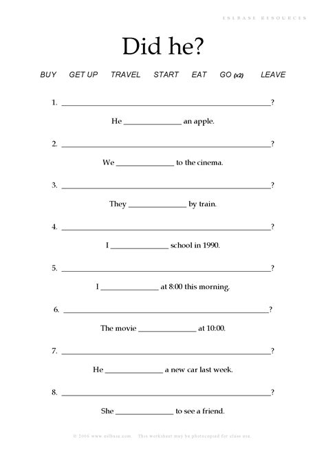 Simple Past Worksheets Gustavo Rubino Ernesto