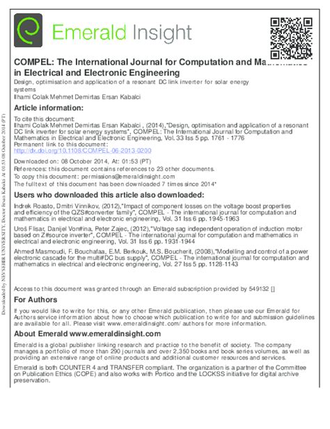Pdf Design And Optimisation Of A Resonant Dc Link Inverter For Solar Energy Systems