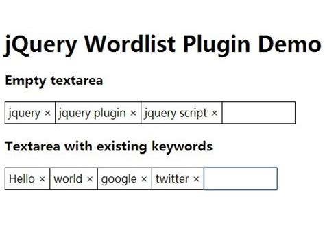 Jquery Plugin For Textarea Tag Token Manager Wordlist Free Jquery Plugins