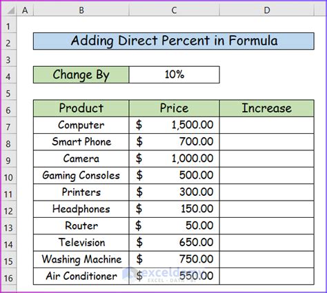 How To Add A Percentage To A Number In Excel Easy Methods