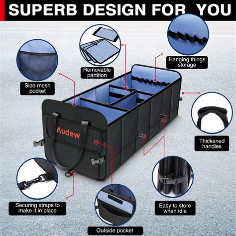 Audew Trunk Organizer Portable Car Storage Bag Large Space To Store