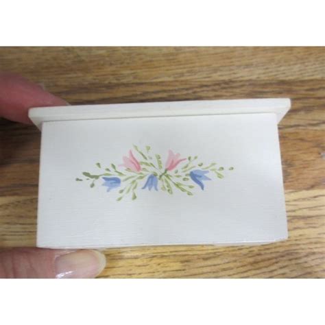 Pitty Pat Miniatures Toys Miniature Wooden Toybox Or Chest White With Flowers For Miniature