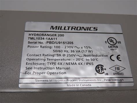 Siemens Milltronics Hydroranger 200 Ultrasonic Level Controller 7ml103