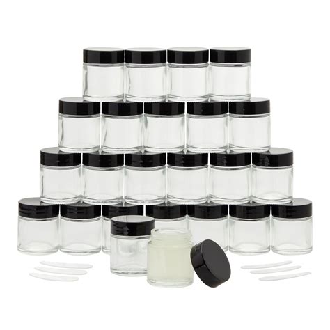 24 Pack Small Glass Containers With Lids 1 Oz Empty Jars With 6