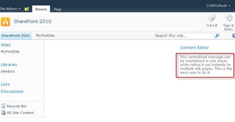 Using The Sharepoint Content Editor Web Part For Centralized Content