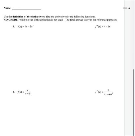 Solved Use The Definition Of The Derivative To Find The Chegg Com