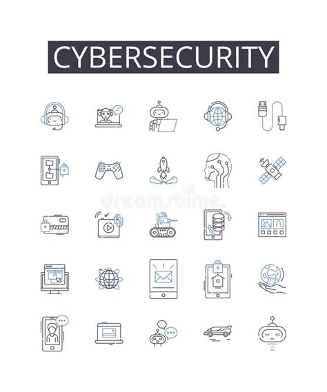 Cybersecurity Line Icons Collection Data Protection Information