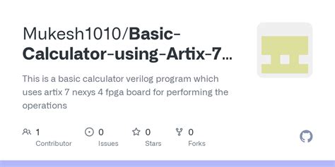 Github Mukesh1010basic Calculator Using Artix 7 Nexys 4 Fpga Board