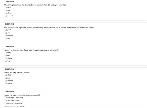 Solved QUESTION What Is The Git Command That Downloads Chegg Com