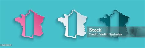 파란색 배경에 고립 된 프랑스 아이콘의 종이 컷지도 종이 아트 스타일 벡터 0명에 대한 스톡 벡터 아트 및 기타 이미지 0명