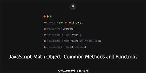 Javascript Math Object Common Methods And Functions