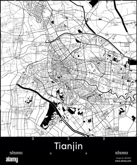 City Map Asia China Tianjin Vector Illustration Stock Vector Image