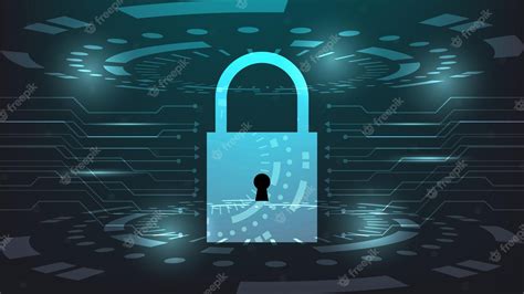 Premium Vector Digital Padlock With Virtual Screen On Dark Background Cyber Security