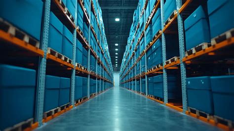 Efficient Warehouse Storage A Glimpse Into Organized Blue Container