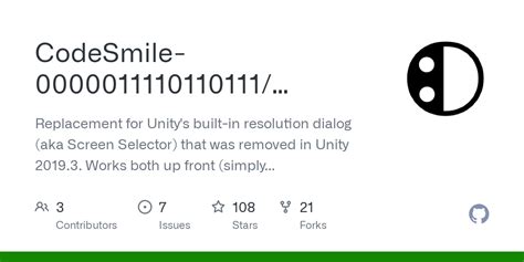 Github Codesmile 0000011110110111unityresolutiondialog Replacement For Unitys Built In