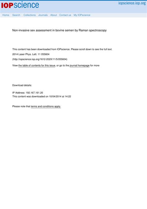 PDF Non Invasive Sex Assessment In Bovine Semen By Raman Spectroscopy