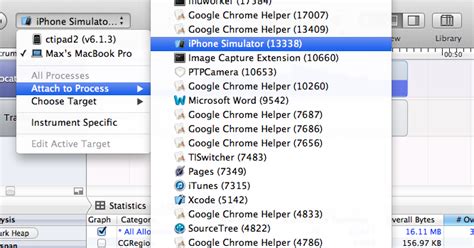 ios xcode instruments attach to process stack overflow