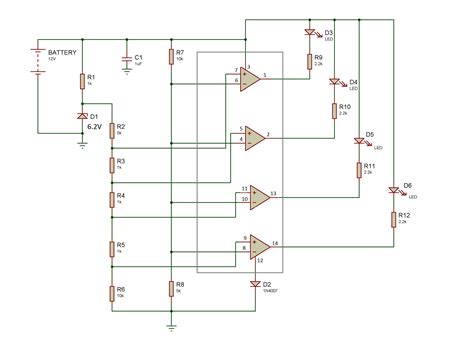 Simple Battery Level Indicator Circuit Using Op 49 OFF
