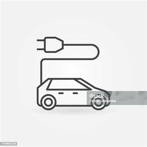 얇은 선 스타일의 플러그 최소 아이콘이있는 벡터 전기 자동차 0명에 대한 스톡 벡터 아트 및 기타 이미지 0명 개념 교통