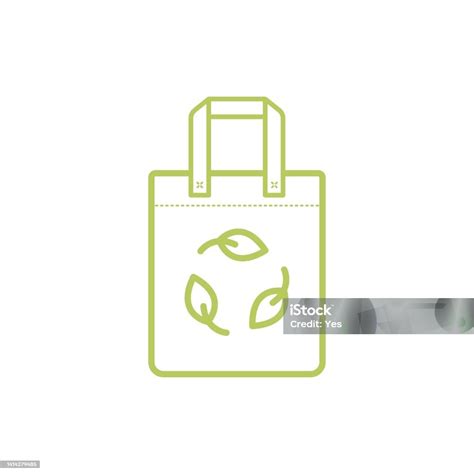 면 직물 가방 토트 백 라인 아이콘입니다 플라스틱 라이프 스타일이 없습니다 벡터 일러스트 레이 션 가방에 대한 스톡 벡터 아트