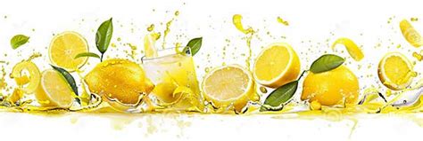 Freshly Squeezed Lemonade Splash with Whole Lemons and Leaves on White Background Stock ...