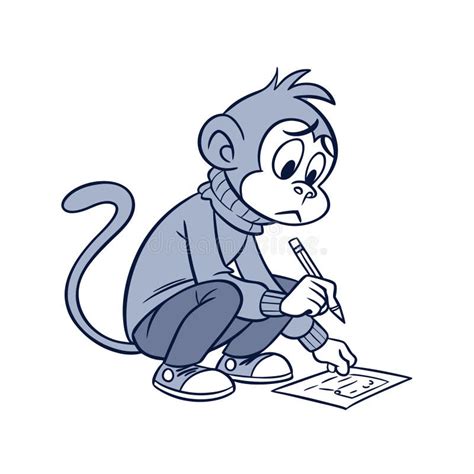 Monkey Sketching In A Slow State Stock Image Illustration Of