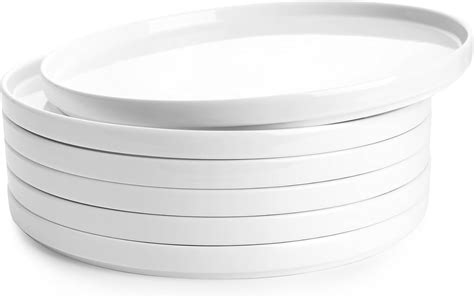 Sweese Porcelain Flat Dinner Plates Set Of 6 10 5 Inch