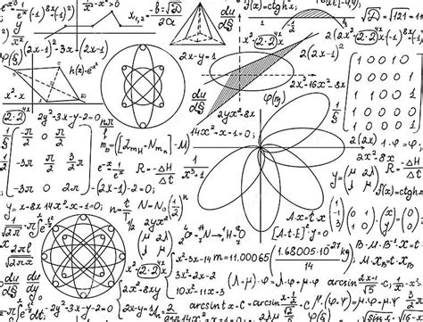 Math Scientific Vector Seamless Pattern With Formulas Calculations And Geometrical Figures